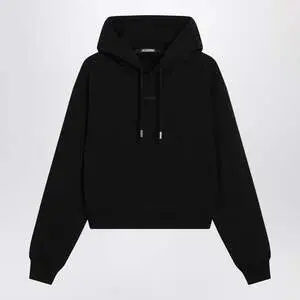 Jacquemus Cropped Logo Hoodie - Black