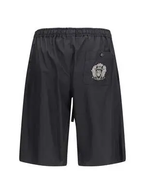 Dolce & Gabbana Embroidered Emblem Drawstring Shorts - Black