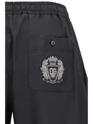Dolce & Gabbana Embroidered Emblem Drawstring Shorts - Black