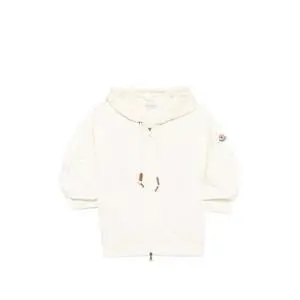Moncler Off-white Cotton Hooded Jacket With Puff Sleeves