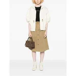 Moncler Off-white Cotton Hooded Jacket With Puff Sleeves