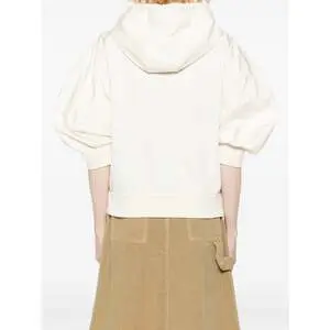 Moncler Off-white Cotton Hooded Jacket With Puff Sleeves