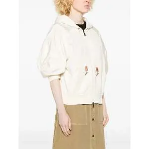 Moncler Off-white Cotton Hooded Jacket With Puff Sleeves