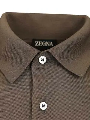 Zegna Short-sleeved Cotton Polo Shirt - Brown