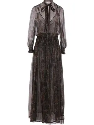 Saint Laurent Semi-sheer Paisley Maxi Dress - Brown