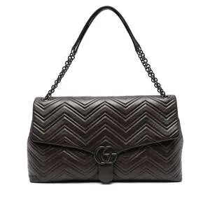 Gucci Matelassé Chevron Leather Shoulder Bag - Brown