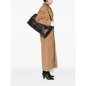 Gucci Matelassé Chevron Leather Shoulder Bag - Brown