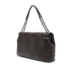 Gucci Matelassé Chevron Leather Shoulder Bag - Brown