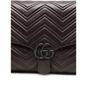 Gucci Matelassé Chevron Leather Shoulder Bag - Brown