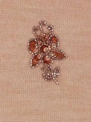 Fendi Floral Motif Embroidered Wool Cropped Jumper