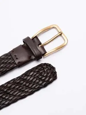 Brunello Cucinelli Woven Calfskin Belt