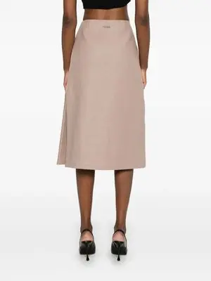 Fendi Waxed Linen Straight Midi Skirt - Multicolor
