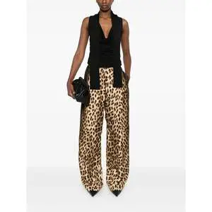 Sportmax Leopard Print Silk Palazzo Pants