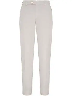 Brunello Cucinelli Garment Dyed Cotton Gabardine Trousers
