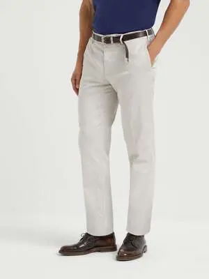 Brunello Cucinelli Garment Dyed Cotton Gabardine Trousers