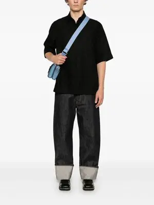 Fendi Linen Ff Jacquard Oversize Shirt - Black
