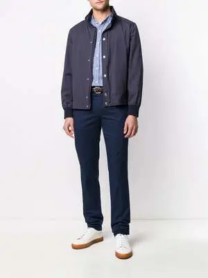 Brunello Cucinelli Garment-dyed Cotton Gabardine Slim-fit Trousers