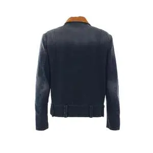 Marni Canvas Jacket With Contrasting Collar And Logo - Blue