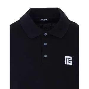 Balmain Embroidered Pb Logo Polo - Black