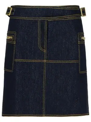 ETRO ETRO Dark Denim Buckled Miniskirt