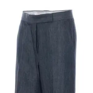 Max Mara Straight-leg Linen Trousers - Gray