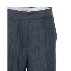 Max Mara Straight-leg Linen Trousers - Gray