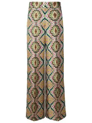 Etro Silk Trousers With All-over Print