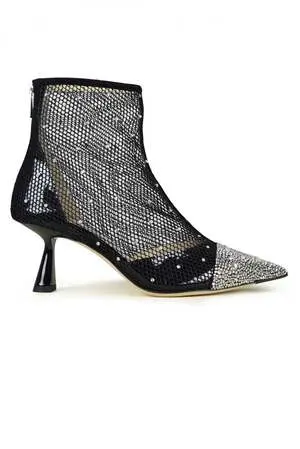 JIMMY CHOO Kix 65 Embellished Mesh Ankle Boots - Black
