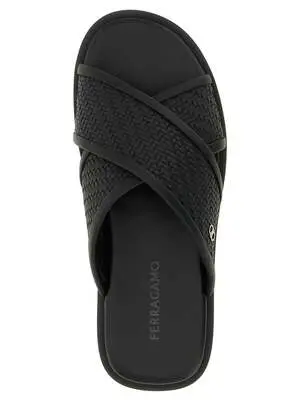 FERRAGAMO Brise 2 Leather Sandals With Woven Detail