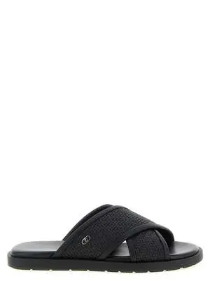 FERRAGAMO Brise 2 Leather Sandals With Woven Detail - Black