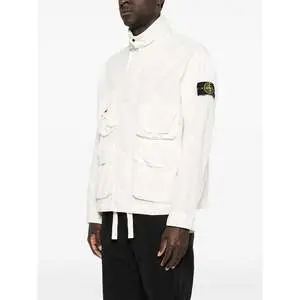 Stone Island Military Jacket With Zip Fastening And Logo Patch