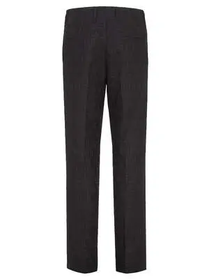 Fendi Linen Ff Jacquard Trousers - Black