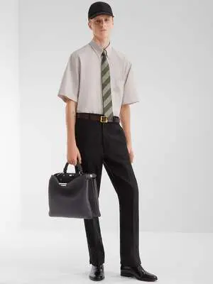 Fendi Linen Ff Jacquard Trousers - Black