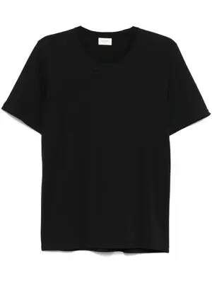 Saint Laurent Cassandre Embroidery Cotton T-shirt - Black