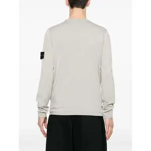 Stone Island Logo Patch Knit Jumper - Gray