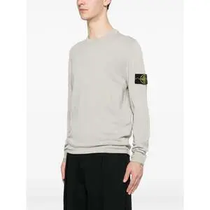 Stone Island Logo Patch Knit Jumper - Gray