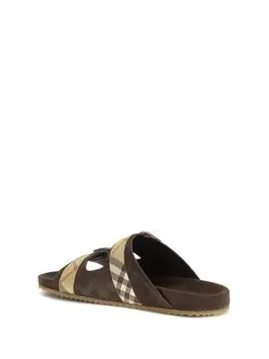 Burberry Check Suede Urchin Sandals - Brown