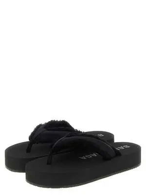 Balenciaga Jet Lag" Brushed Satin Platform Flip Flop Sandals - Black