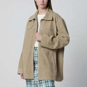 HALFBOY Beige Suede Leather Parka - Cream