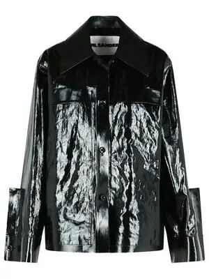 JIL SANDER Glossed Linen Jacket - Black