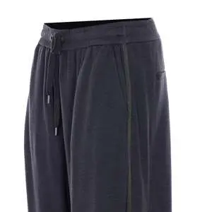 Brunello Cucinelli Wide Leg Trousers With Beaded Stripe - Gray
