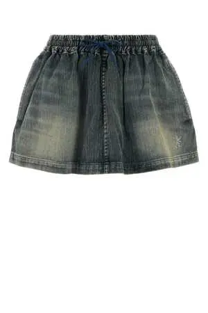 Balenciaga Denim Mini Skirt With Drawstring Waist - Blue