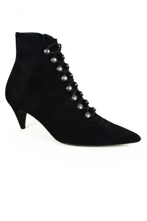 Saint Laurent Suede Lace Up Ankle Boots