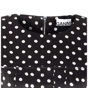 GANNI Polka Dot Satin Corset Top - Black