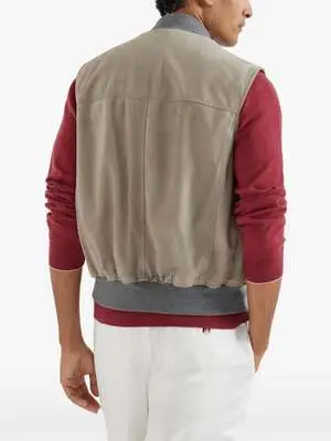 Brunello Cucinelli Sleeveless Leather Zip-up Jacket