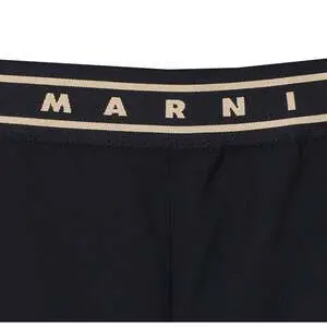 Marni Wide Leg Logo Waistband Pants - Black