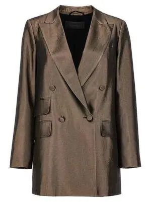 Max Mara Edro Lamé Blazer Jacket - Brown