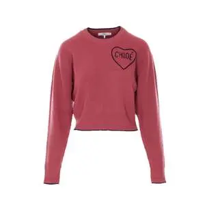 Chloé Ribbed Crew Neck Long Sleeve Sweater With Frontal Logo