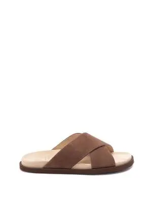 Brunello Cucinelli Leather Crossover Strap Sandals