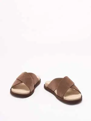 Brunello Cucinelli Leather Crossover Strap Sandals